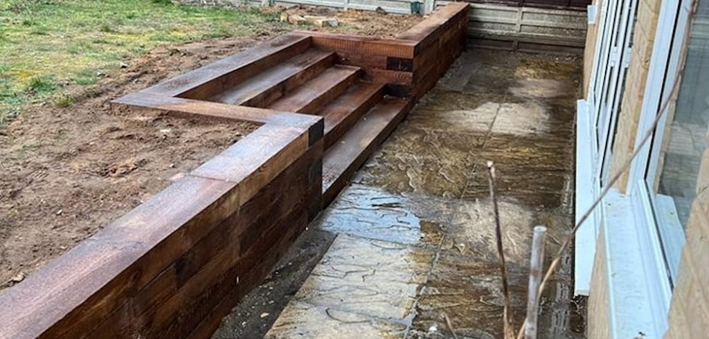 Retaining Sleeper Wall | Thetford, Norfolk - Breckland Paving & Landscaping
